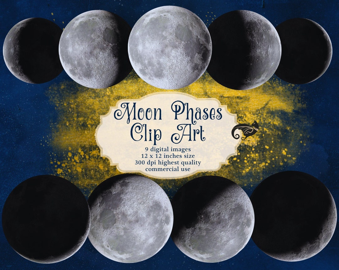 Moon Phases Clip Art,real Digital White Moon,lunar Clipart PNG Format ...