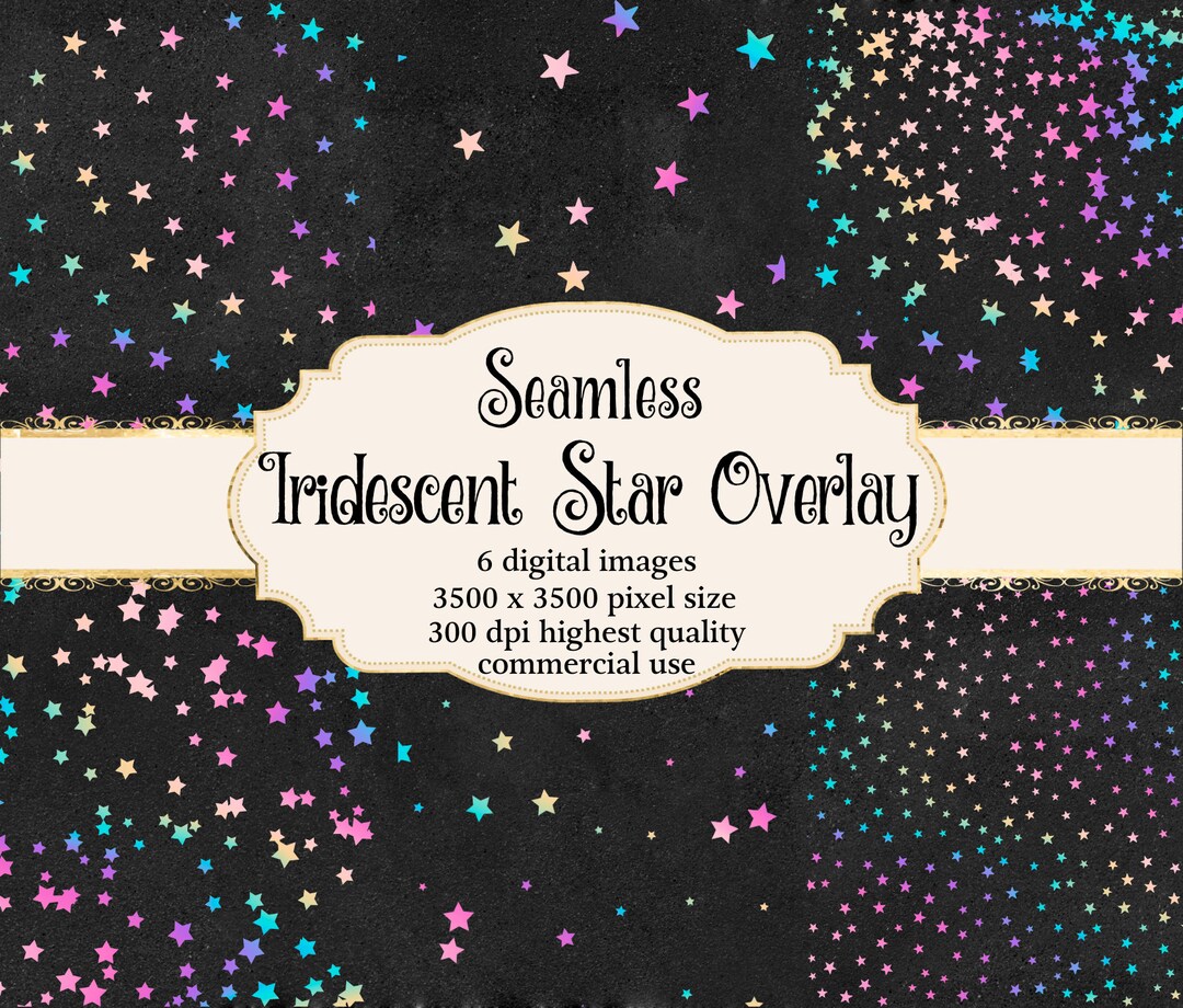 Seamless Iridescent Star Overlays, PNG Starry Night Star Patterns With ...