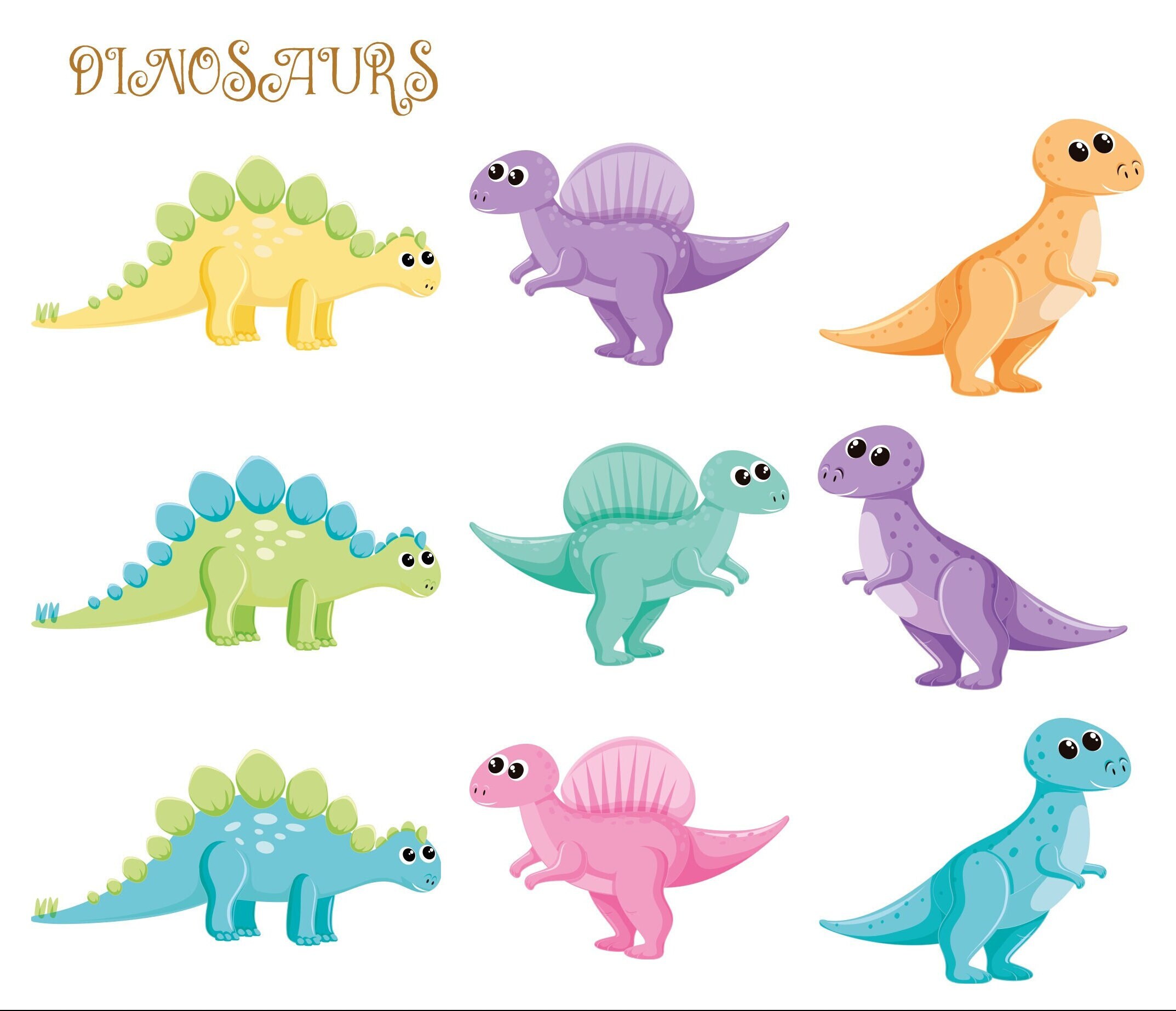 Baby Dinosaurs Clip Art Pastel Colors Clipart and Digital Paper Set ...