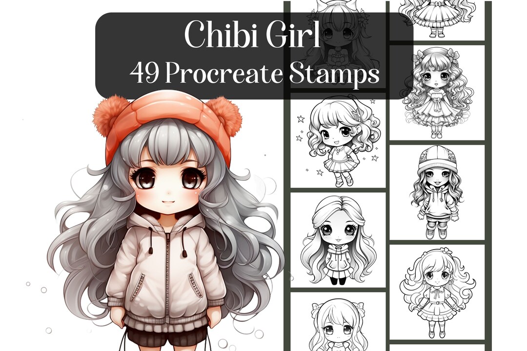 Chibi Girl Procreate Stamps, 49 Procreate Brushes, Reference Images ...