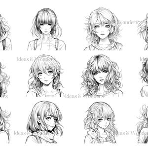 Anime Girl Portrait Procreate Stamps, 62 Procreate Stamp Brushes ...
