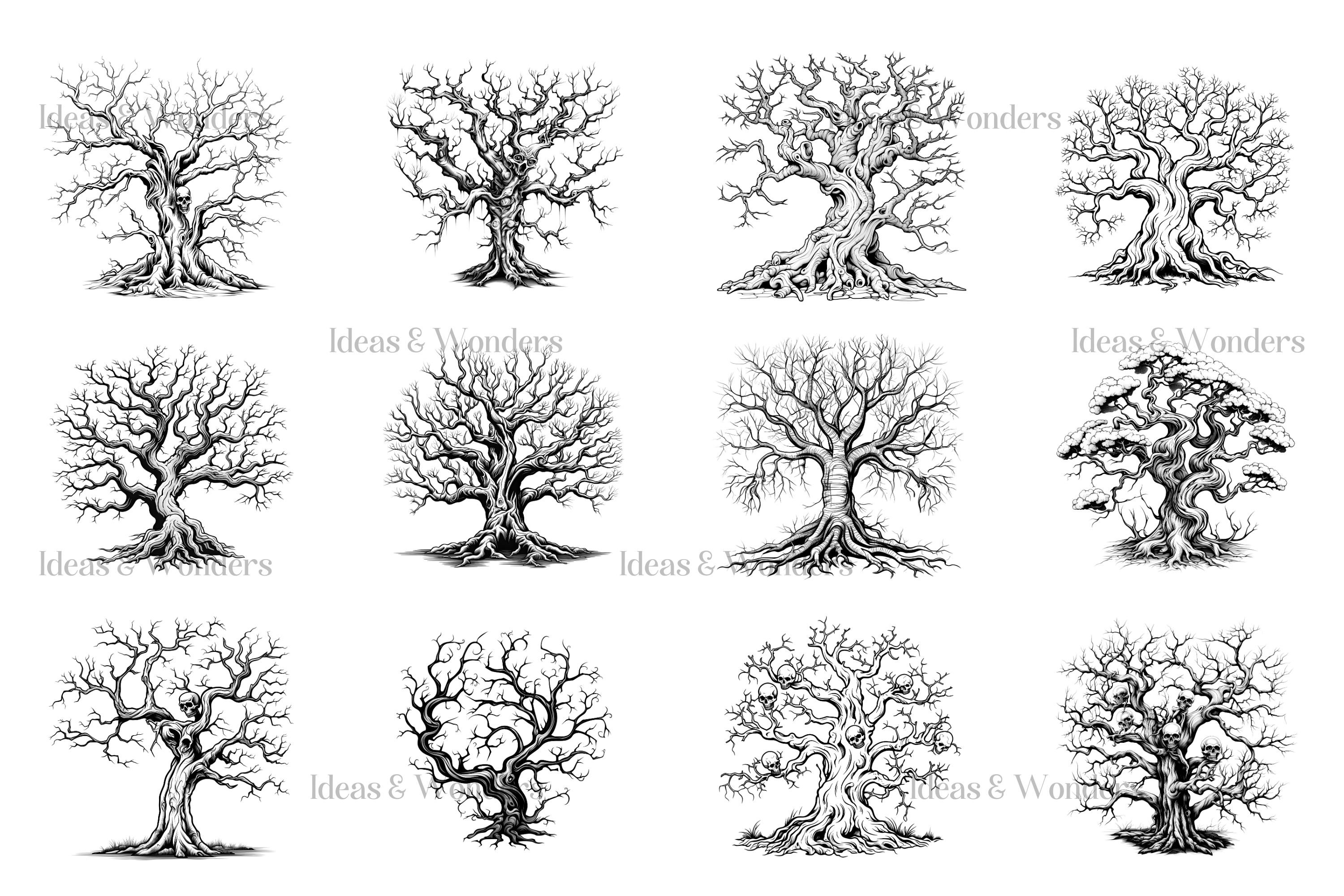 Spooky Tree Procreate Stamps: Halloween Brush Set (digital Download) - Etsy