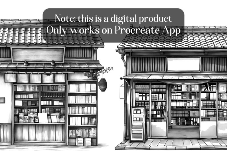 Japanese Shop Procreate Stamps: Kawaii Storefront Brush Set (digital ...
