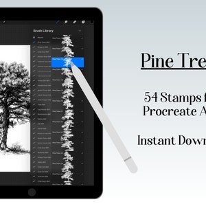 Pine Trees Procreate Stamps: Forest Foliage Brush Set (digital Download ...