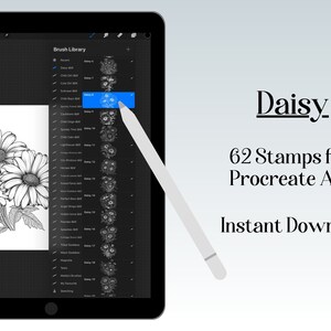 Daisy Procreate Stamps, 62 Realistic Floral Procreate Brushes ...