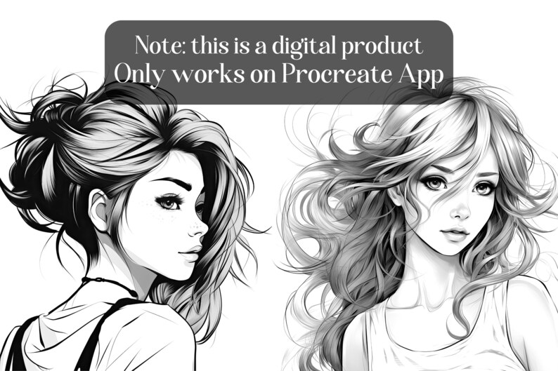 Anime Girl Portrait Procreate Stamps, 62 Procreate Stamp Brushes ...