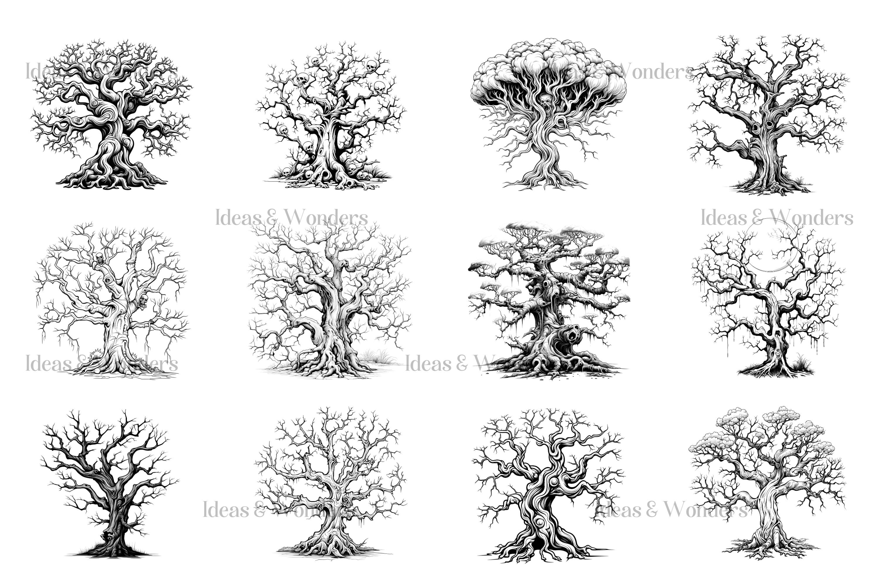 Spooky Tree Procreate Stamps: Halloween Brush Set (digital Download) - Etsy