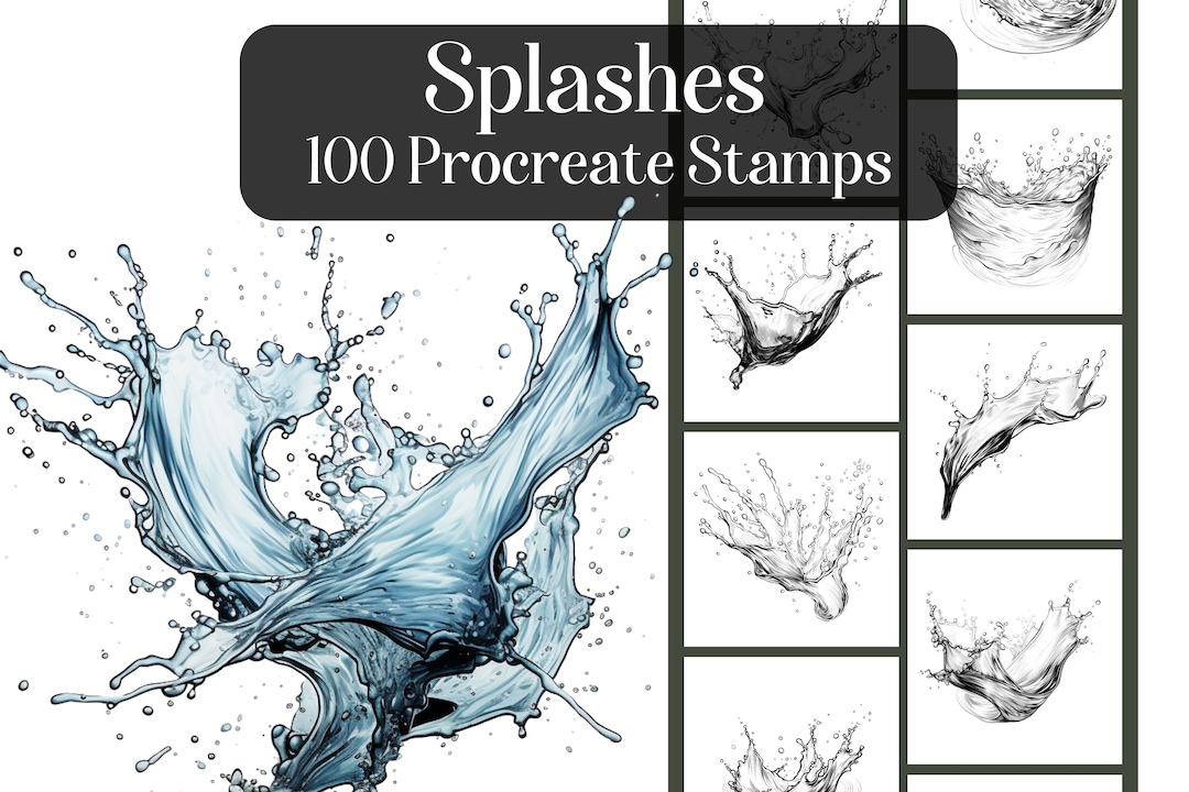 Water Splashes Procreate Stamps: Liquid Brush Set (digital Download) - Etsy