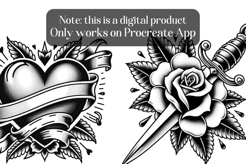 Traditional Old School Tattoos Procreate Stamps, 50 Procreate Brush ...