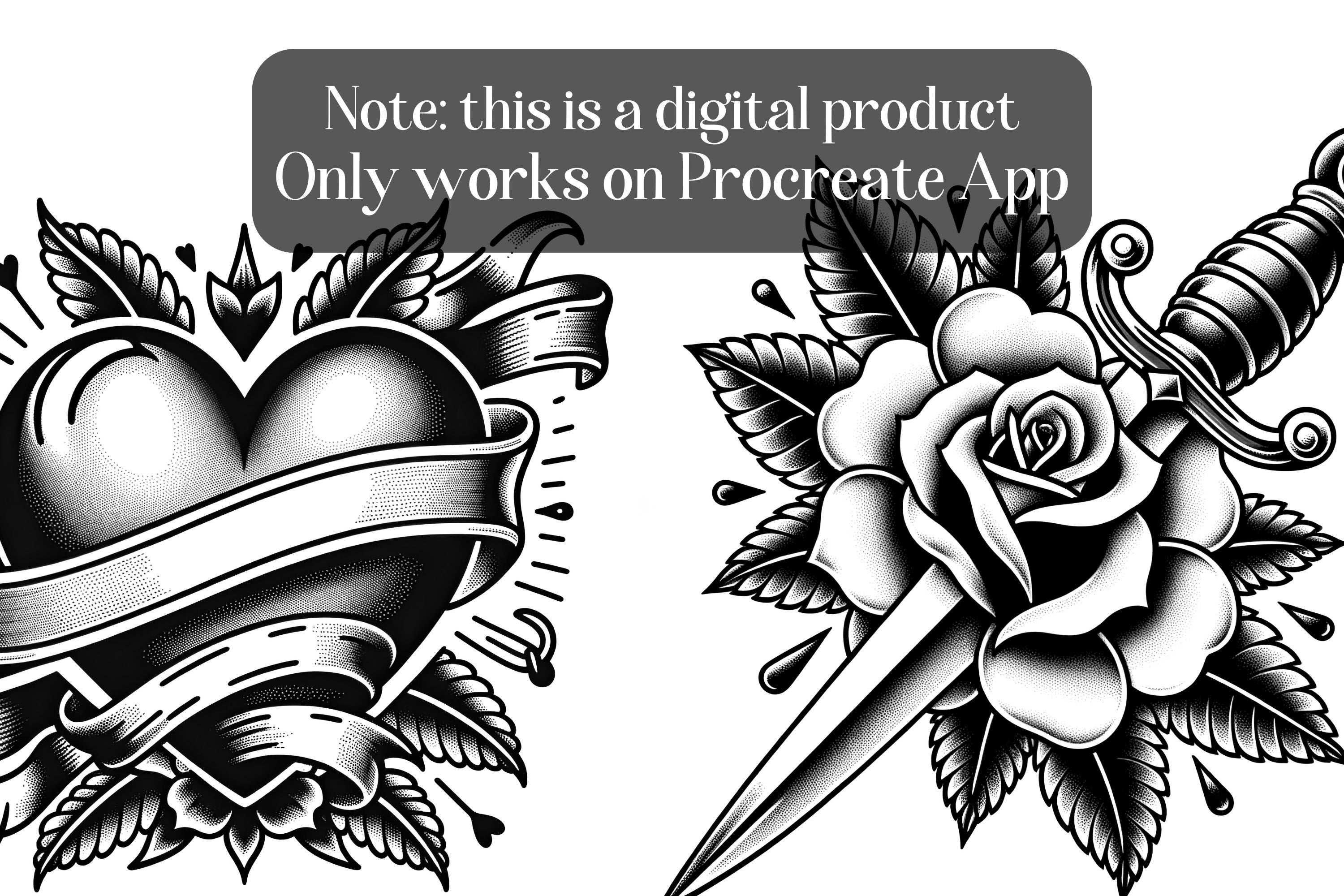 Traditional Old School Tattoos Procreate Stamps, 50 Procreate Brush ...