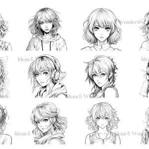 Anime Girl Portrait Procreate Stamps, 62 Procreate Stamp Brushes ...