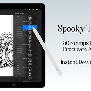 Spooky Tree Procreate Stamps: Halloween Brush Set (digital Download) - Etsy