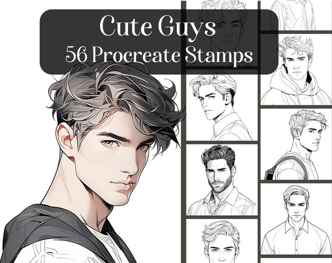 Procreate Anime Face Man Boy Guy Male Husbando Brushes Stamps Glasses ...