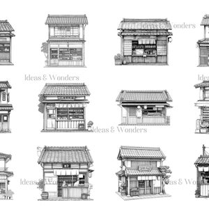 Japanese Shop Procreate Stamps: Kawaii Storefront Brush Set (digital ...