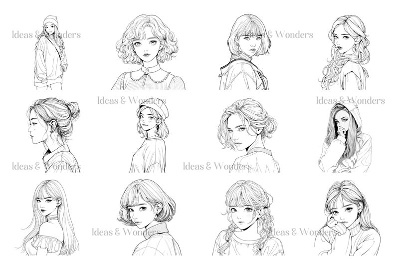 Cute Girl Procreate Stamps, 55 Stamp Brushes for Procreate, Reference ...