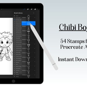 Chibi Boys Procreate Stamps, 54 Cute Cartoon Boy Brush Stamps for ...