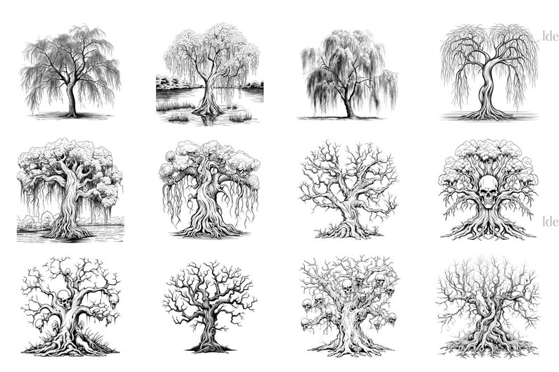 Spooky Tree Procreate Stamps: Halloween Brush Set (digital Download) - Etsy
