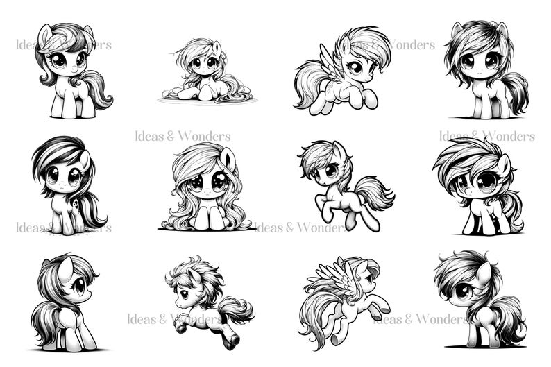 Chibi Pony Procreate Stamp Brushes, Kawaii Pony, Cute Horse Stamps ...