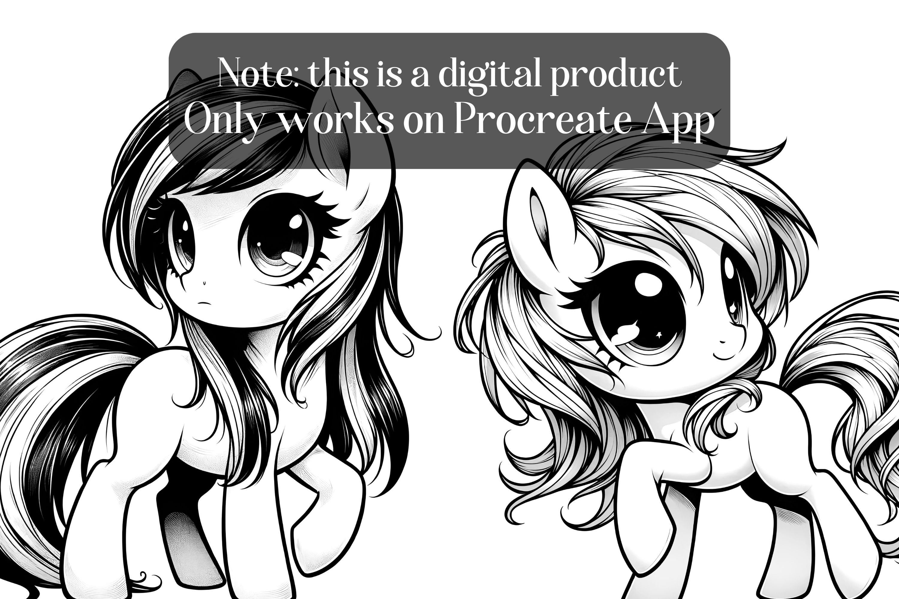 Chibi Pony Procreate Stamp Brushes, Kawaii Pony, Cute Horse Stamps ...