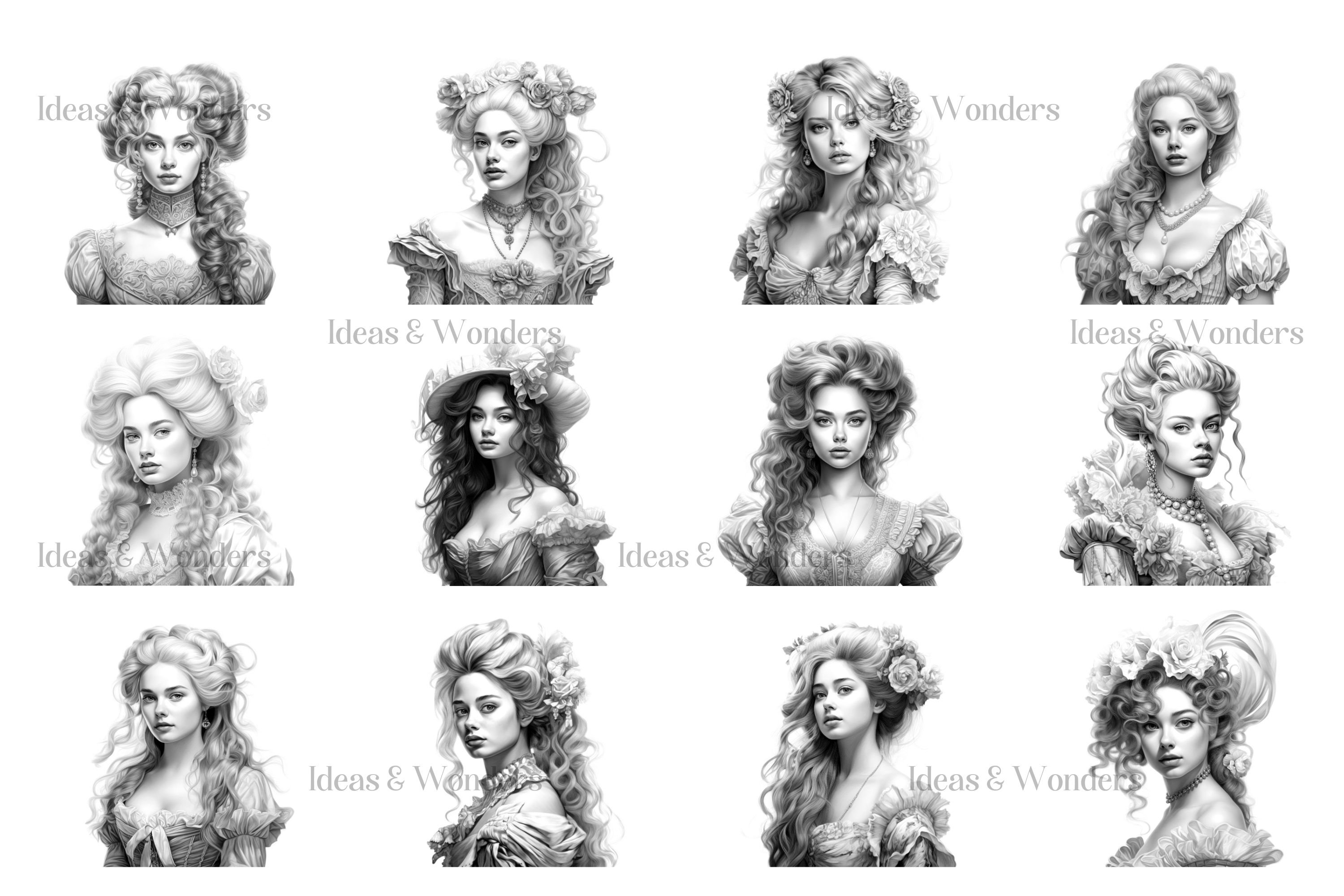 Rococo Female Procreate Stamps, Procreate Brushes, Victorian Female ...