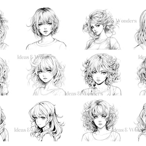 Anime Girl Portrait Procreate Stamps, 62 Procreate Stamp Brushes ...