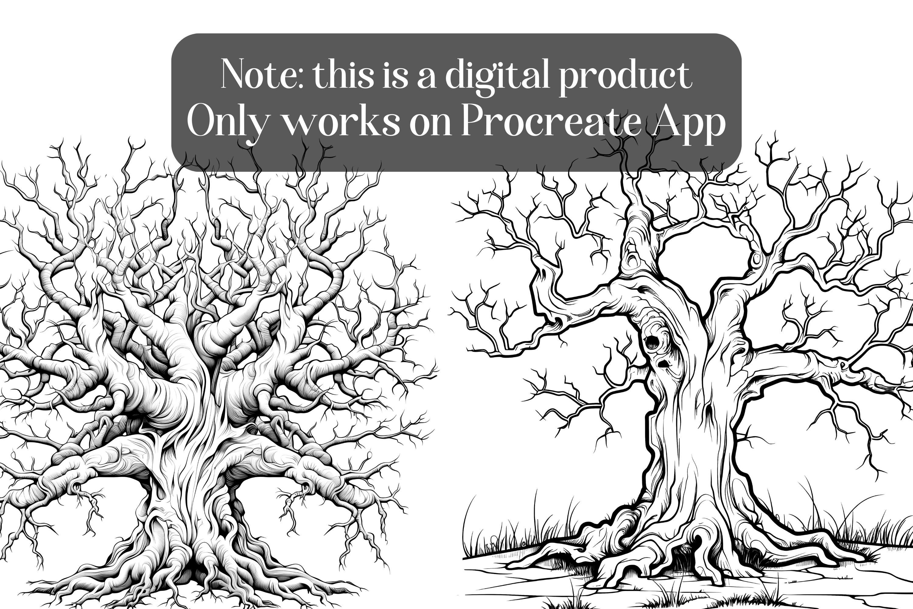 Spooky Tree Procreate Stamps: Halloween Brush Set (digital Download) - Etsy