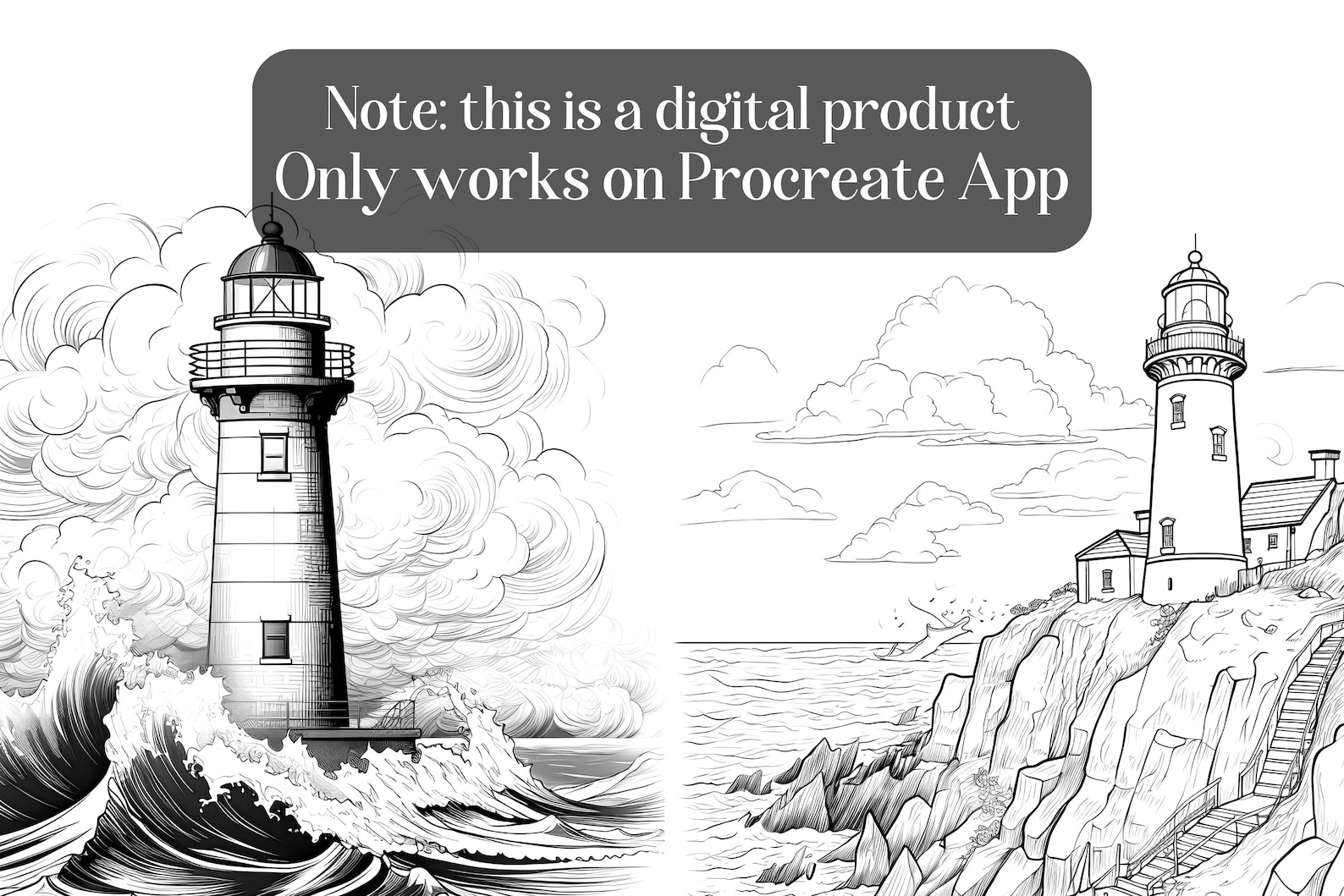 Lighthouse, 100 Procreate Stamp Brushes, Reference Images for Drawing ...