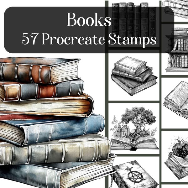 Stack of Books Stamp - Etsy