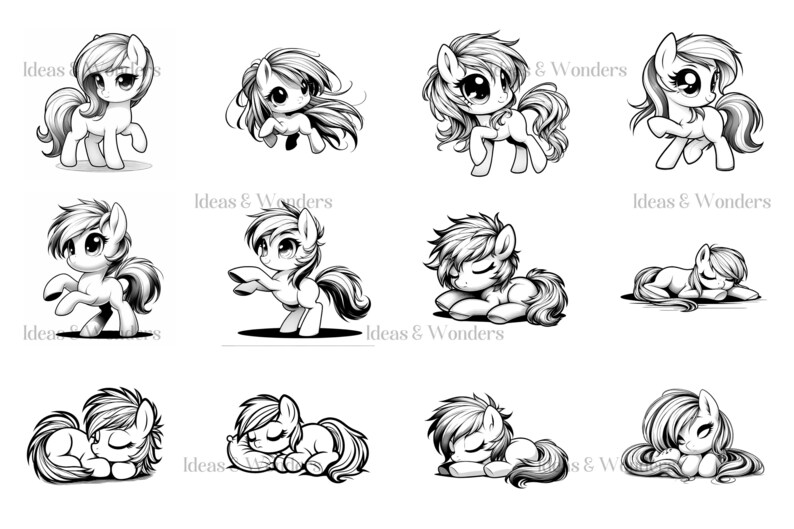 Chibi Pony Procreate Stamp Brushes, Kawaii Pony, Cute Horse Stamps ...