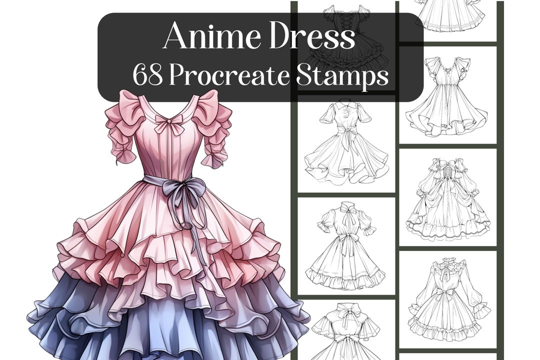 Anime Dress Procreate Stamps: 68 Manga Fashion Brushes (digital ...
