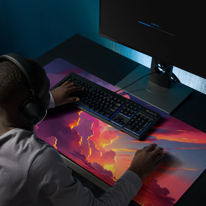 Aesthetic Gaming Mouse Pad Anime Sunset Desk Mat Non-slip Rubber Base ...