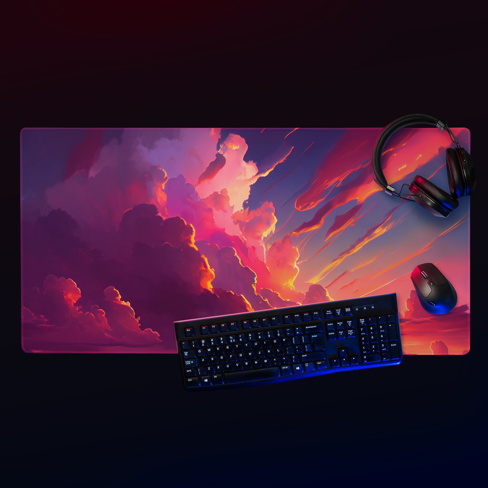 Aesthetic Gaming Mouse Pad Anime Sunset Desk Mat Non-slip Rubber Base ...