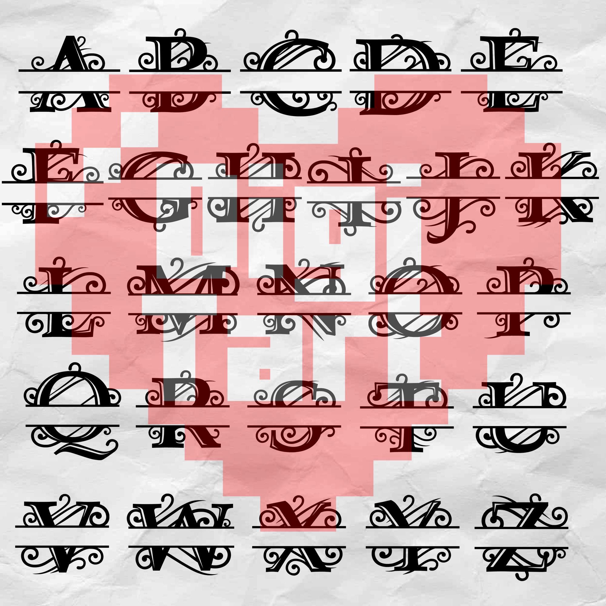 Split Monogram SVG Bundle: Letter Vector Clipart (digital Download) - Etsy