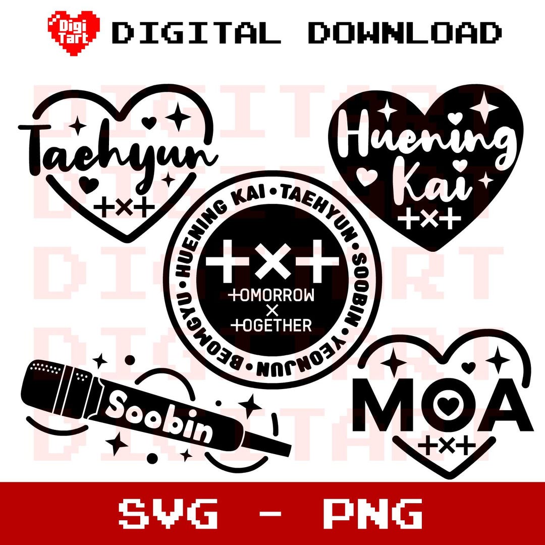 TXT Names Svg and Png Files for Cricut and Silhouette Cameo, Kpop Svg ...