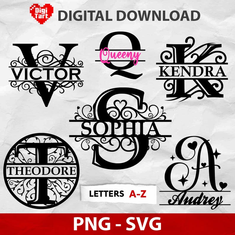 Split Monogram SVG Bundle: Letter Vector Clipart (digital Download) - Etsy