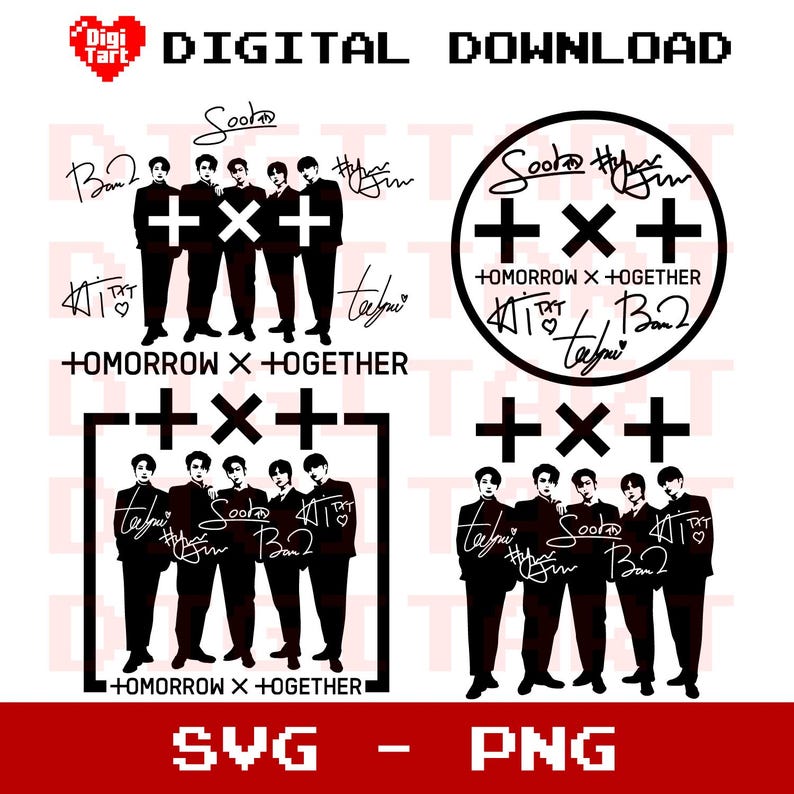 TXT Signatures Svg and Png Files for Cricut and Silhouette Cameo, Kpop ...