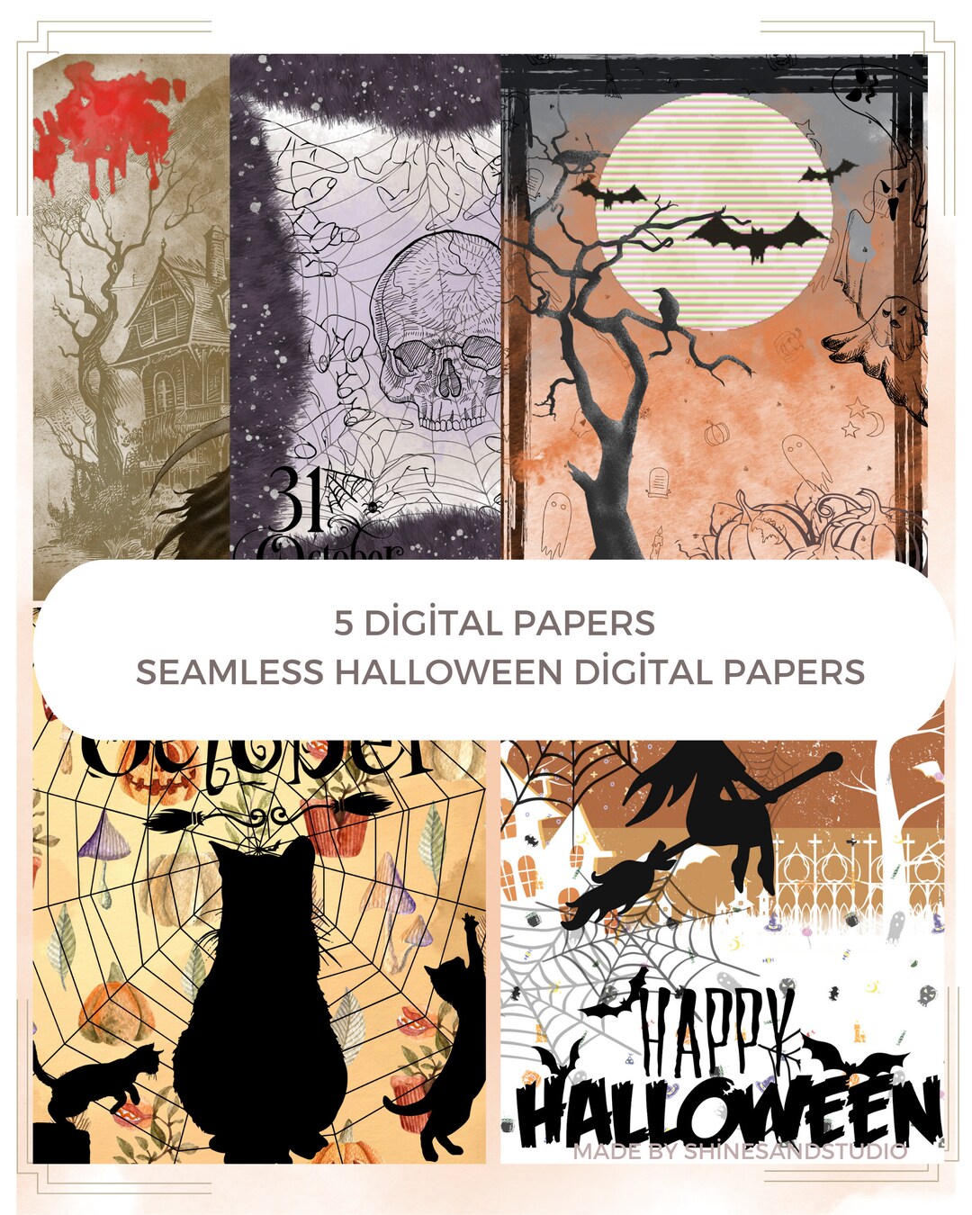 Halloween Digital Paper Halloween Scrapbook Trick or Treat - Etsy