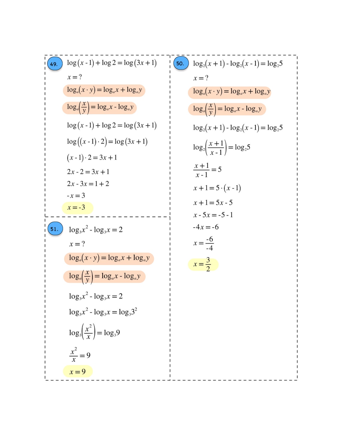 Math: SOLVED LOGARITHMS Step by Step - Etsy