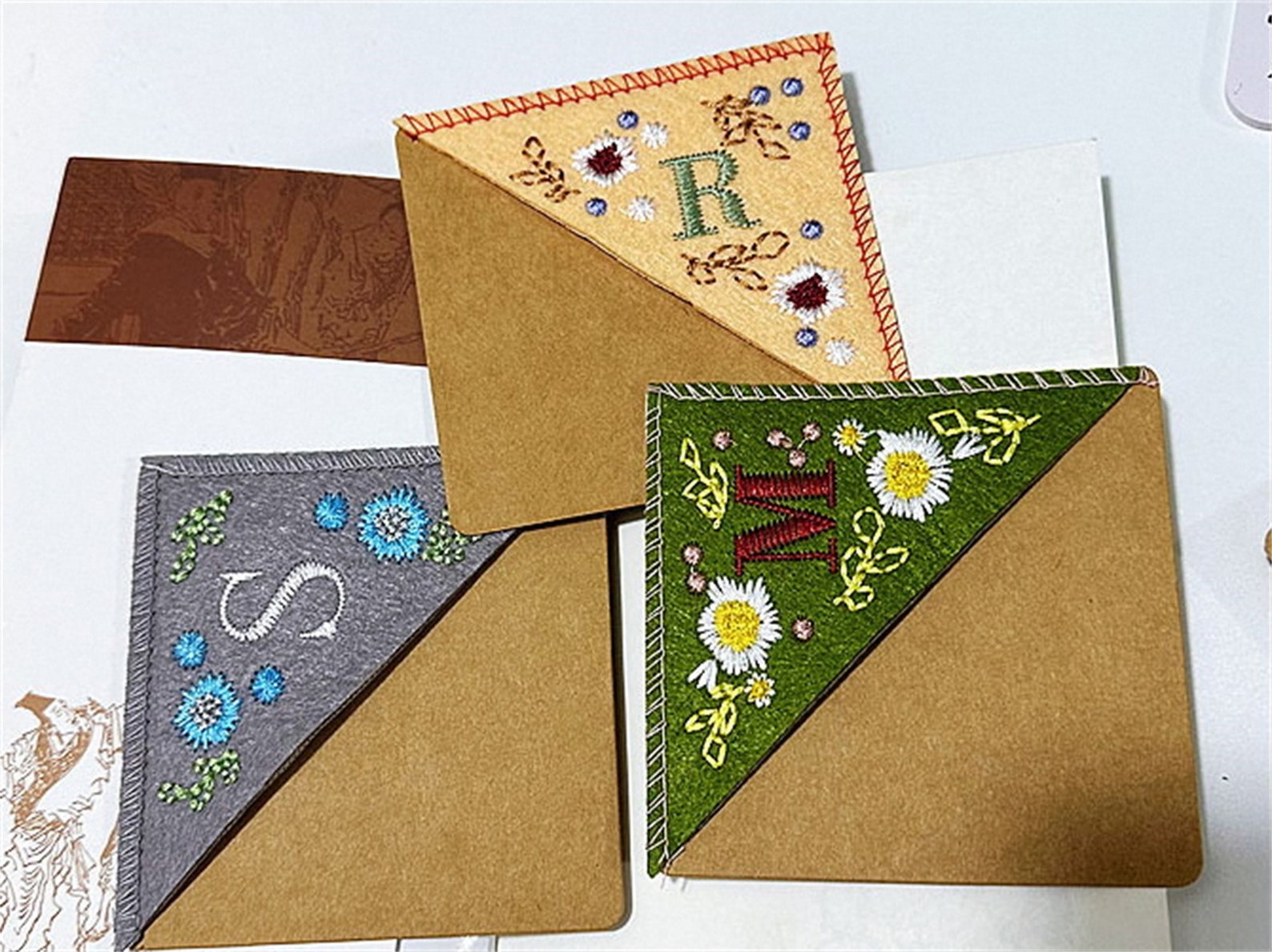 Triangle Felt Page Sewn Corner Handmade Bookmark,az 26 Alphabet ...