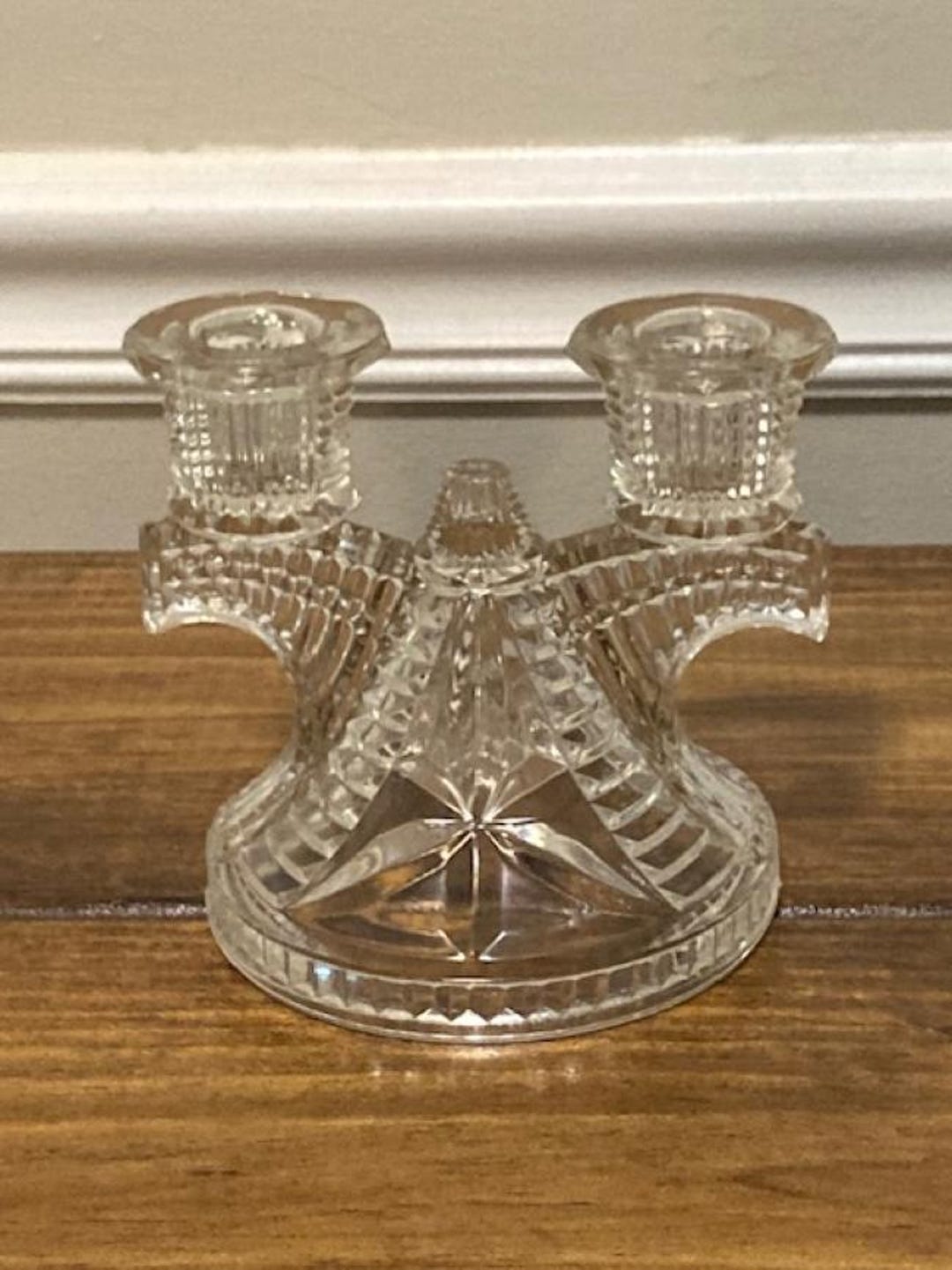 Vintage Federal Glass Double Candle Holder - Etsy