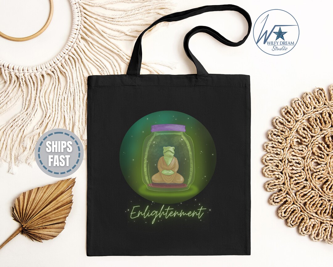 Namaste Frog Buddha Reusable Boho Yoga Canvas Tote Bag Perfect Book ...