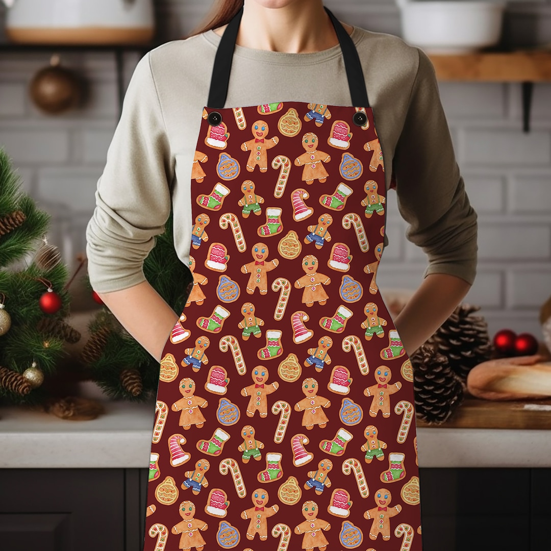 Gingerbread Apron Red Cook Apron Cookie Crew Apron Kitchen - Etsy