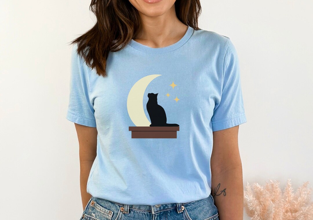 Cat Moon Silhouette Shirt Cat Shirt, Cat Mom Shirt, Cat Dad Gift, Cat ...