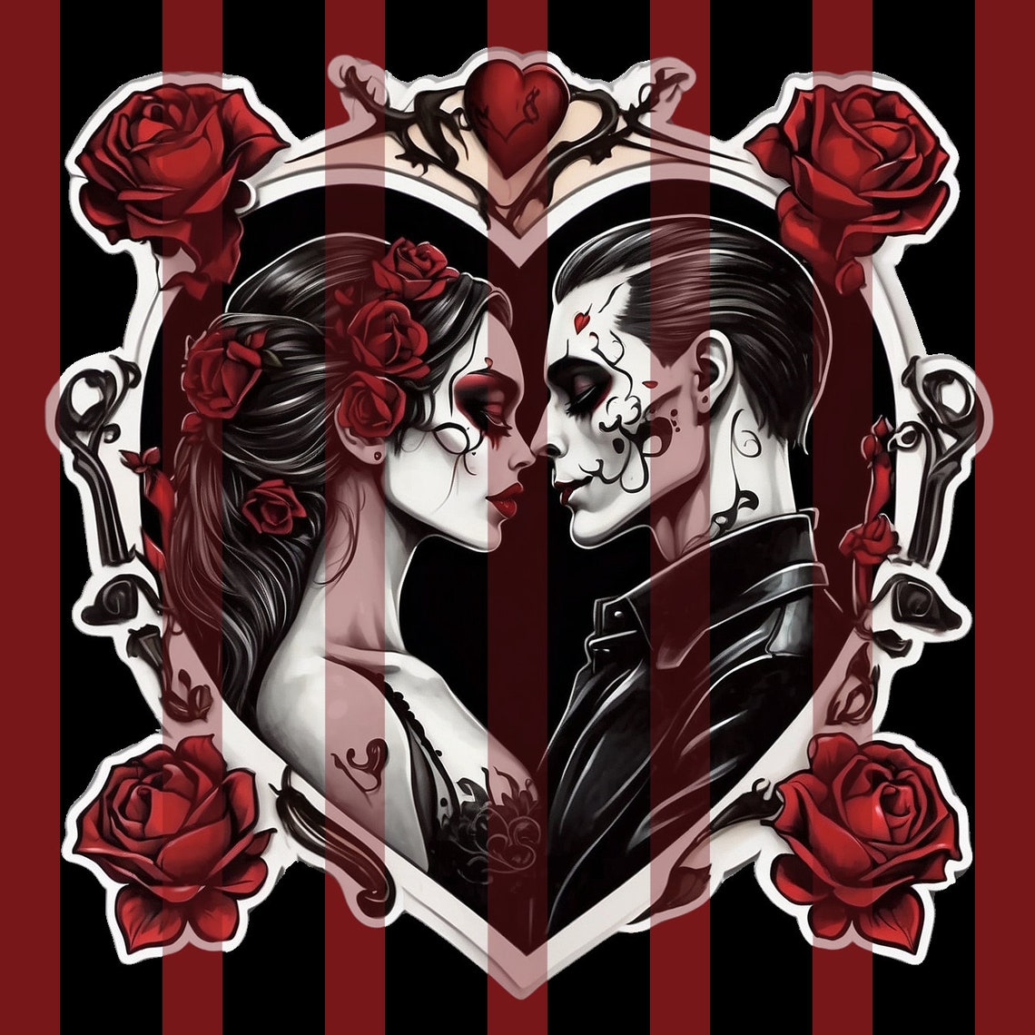 Gothic Valentine's Day, Gothic Sticker, Macabre PNG, Horror Hearts ...