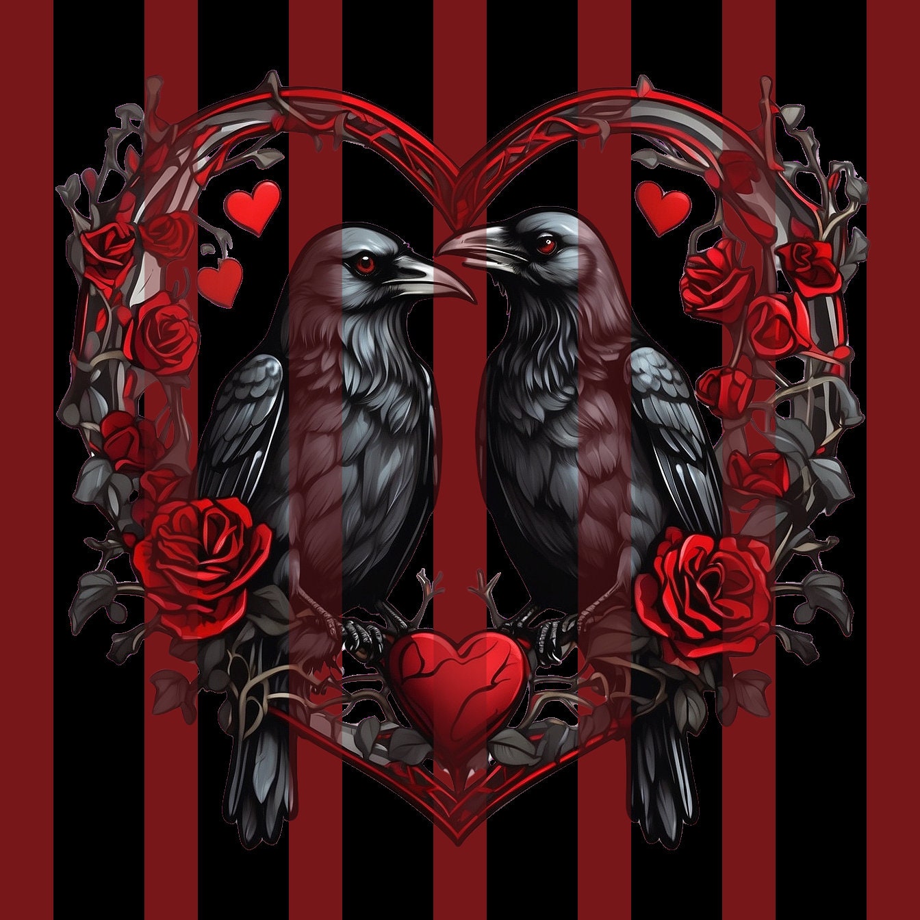 Gothic Valentine's Day, Gothic Sticker, Macabre PNG, Horror Hearts ...
