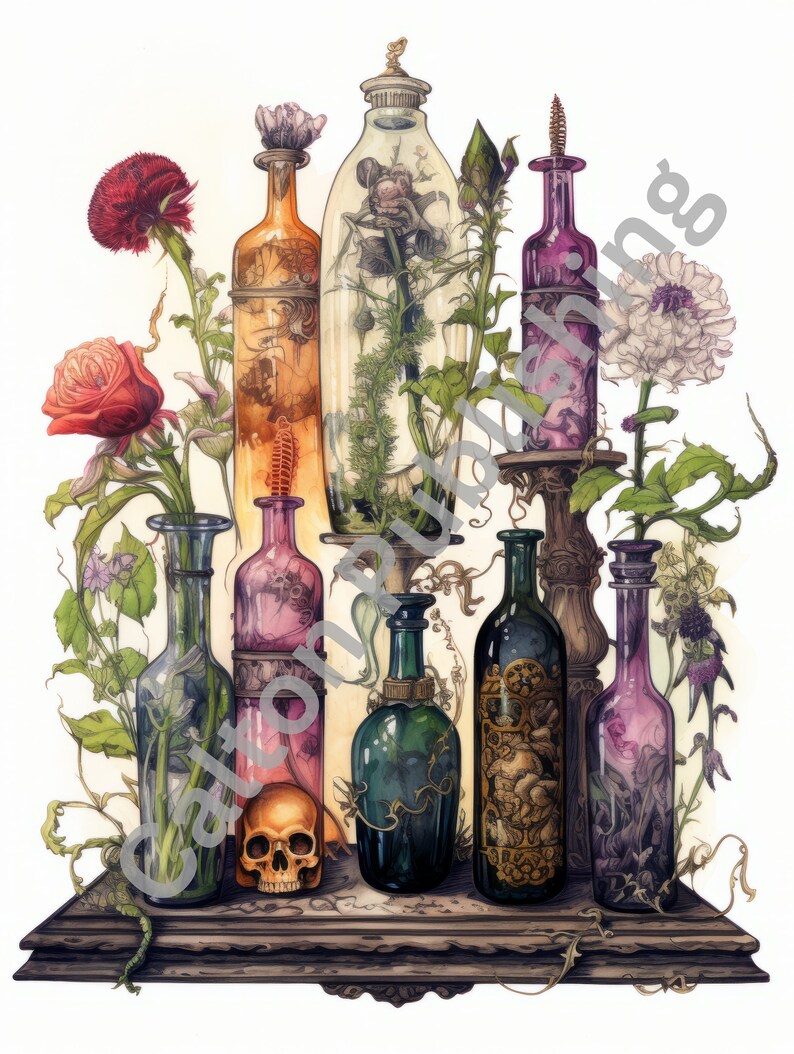 Apothecary Bottles Clipart, Potion Bottles Clip Art, Halloween Bottles ...