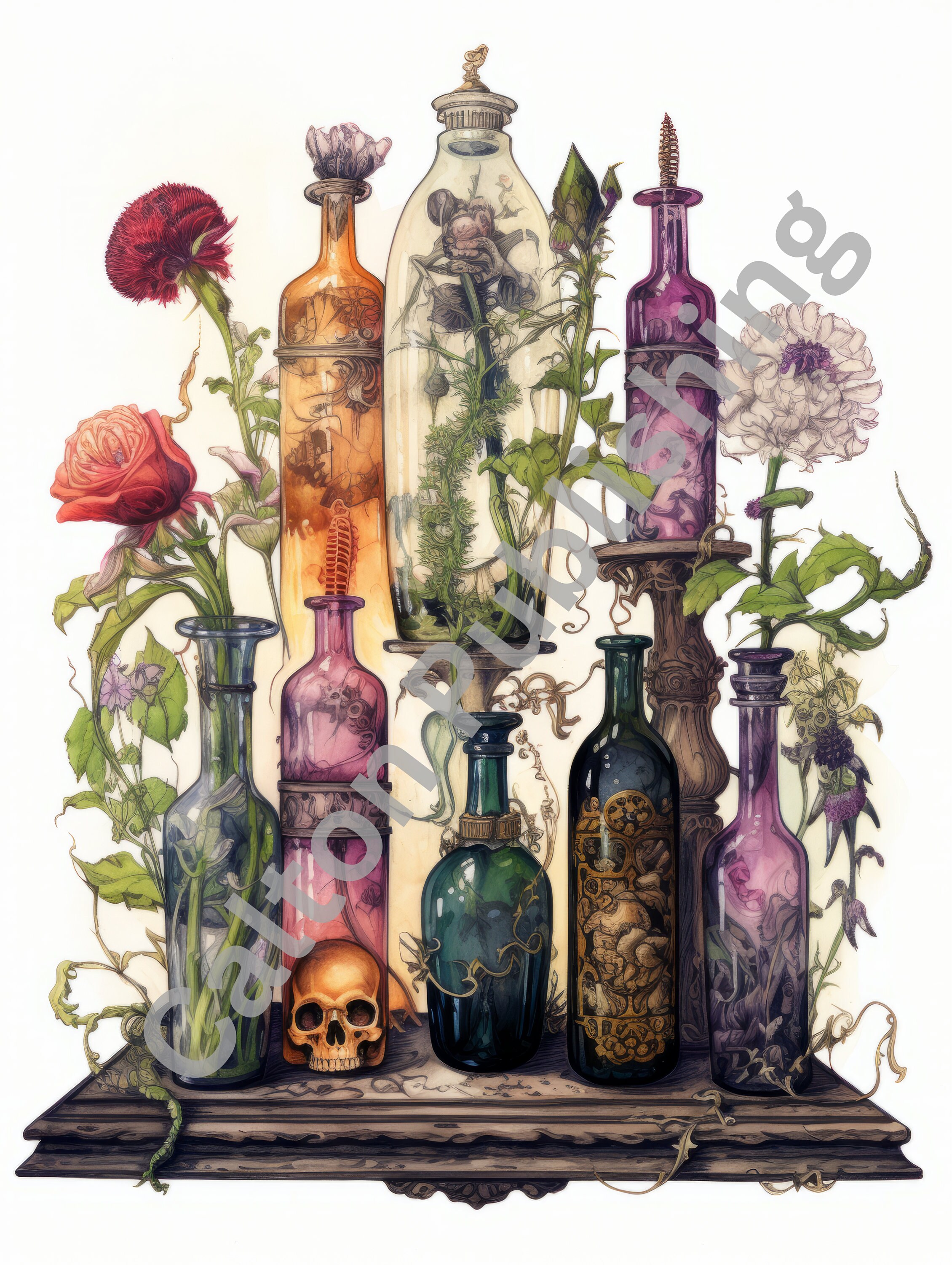 Apothecary Bottles Clipart, Potion Bottles Clip Art, Halloween Bottles ...