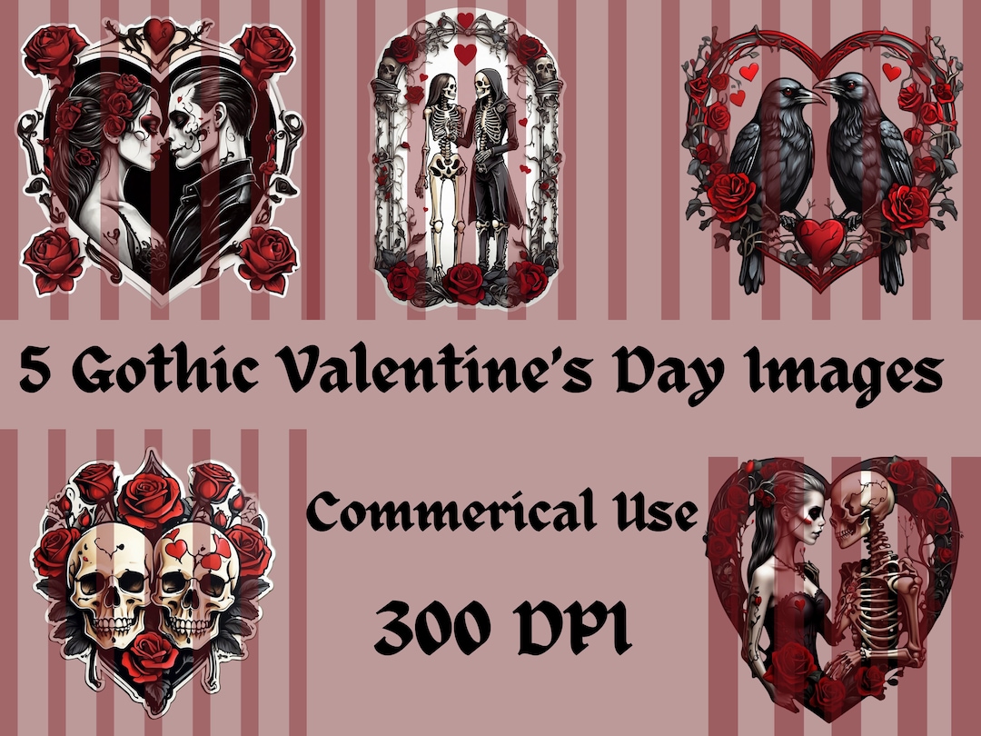 Gothic Valentine's Day, Gothic Sticker, Macabre PNG, Horror Hearts ...