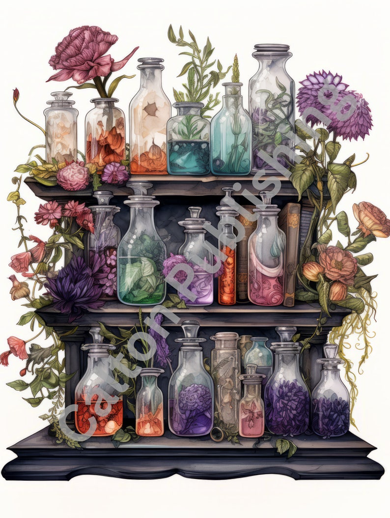 Apothecary Bottles Clipart, Potion Bottles Clip Art, Halloween Bottles ...