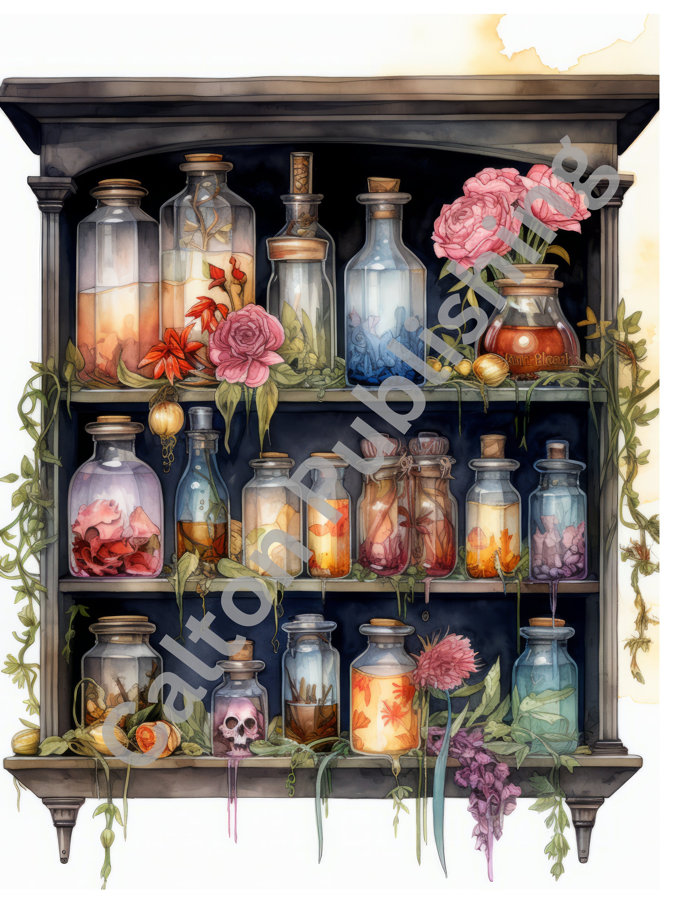 Apothecary Bottles Clipart, Potion Bottles Clip Art, Halloween Bottles ...